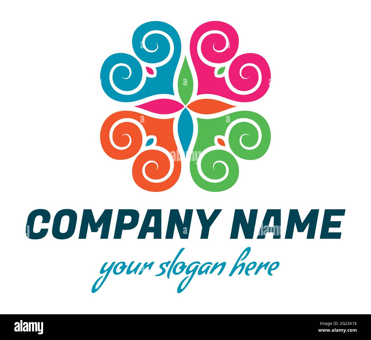 Abstract geometrical shape logo. Flower icon, multi-colored isolated on ...