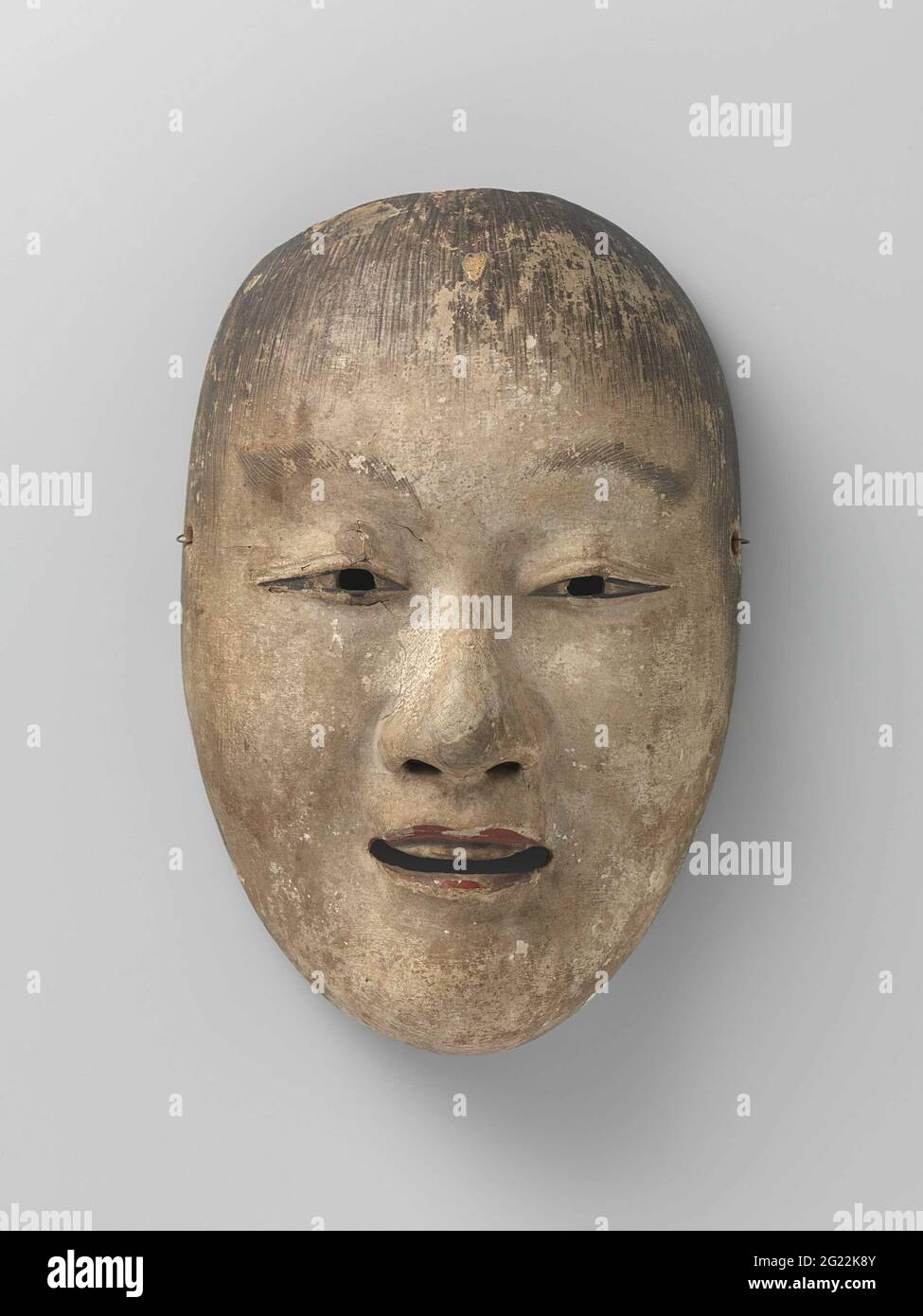 Scenic mask. Scenic mask, white painted with red lips, black hair ...