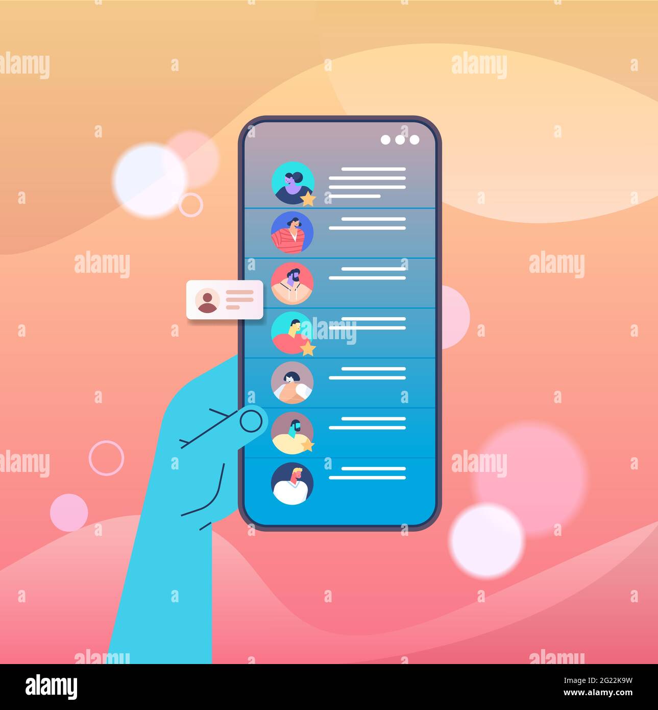 hand using mobile chatting app on smartphone screen online ...