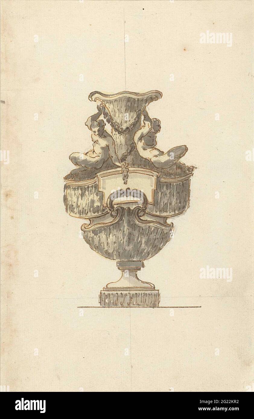 Monumental ornamental vase with two faunen. Monumental ornamental vase ...