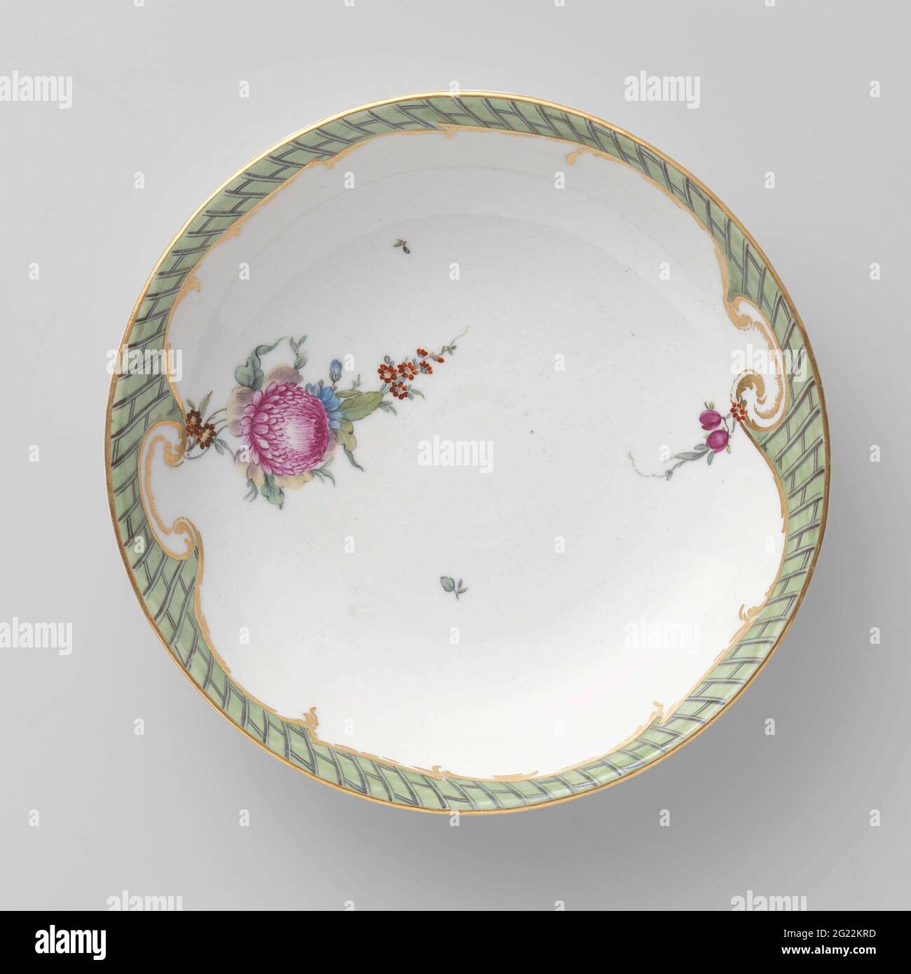Dish, painted with flowers and ladder motif. Dish of porcelain ...