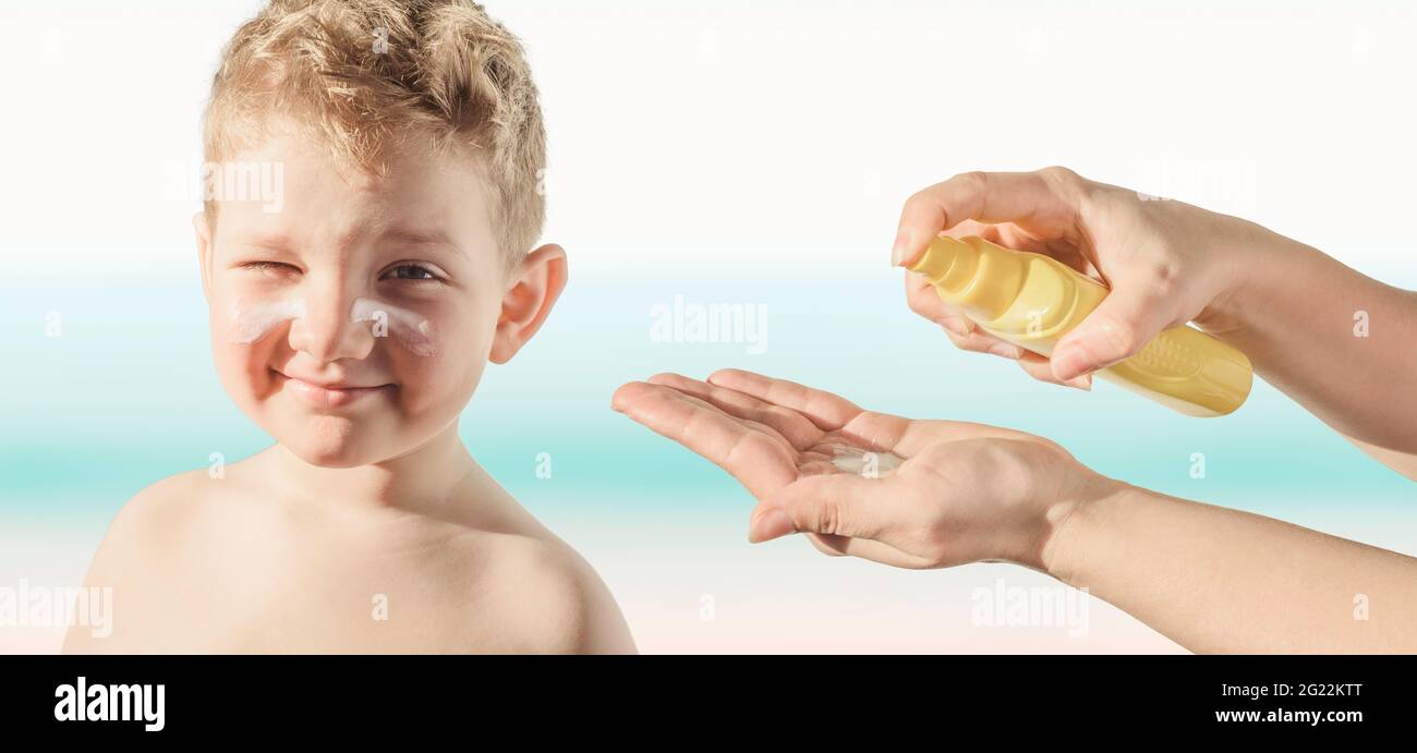 Apply skin lotion kids hi-res stock photography and images - Alamy