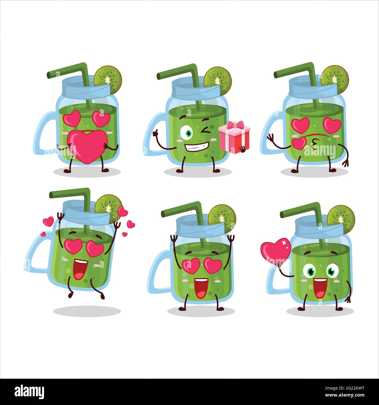 Kiwi smoothie cartoon character with love cute emoticon. Vector ...