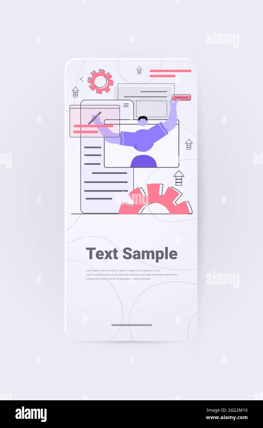 man developer creating website ui interface web application development program software ...