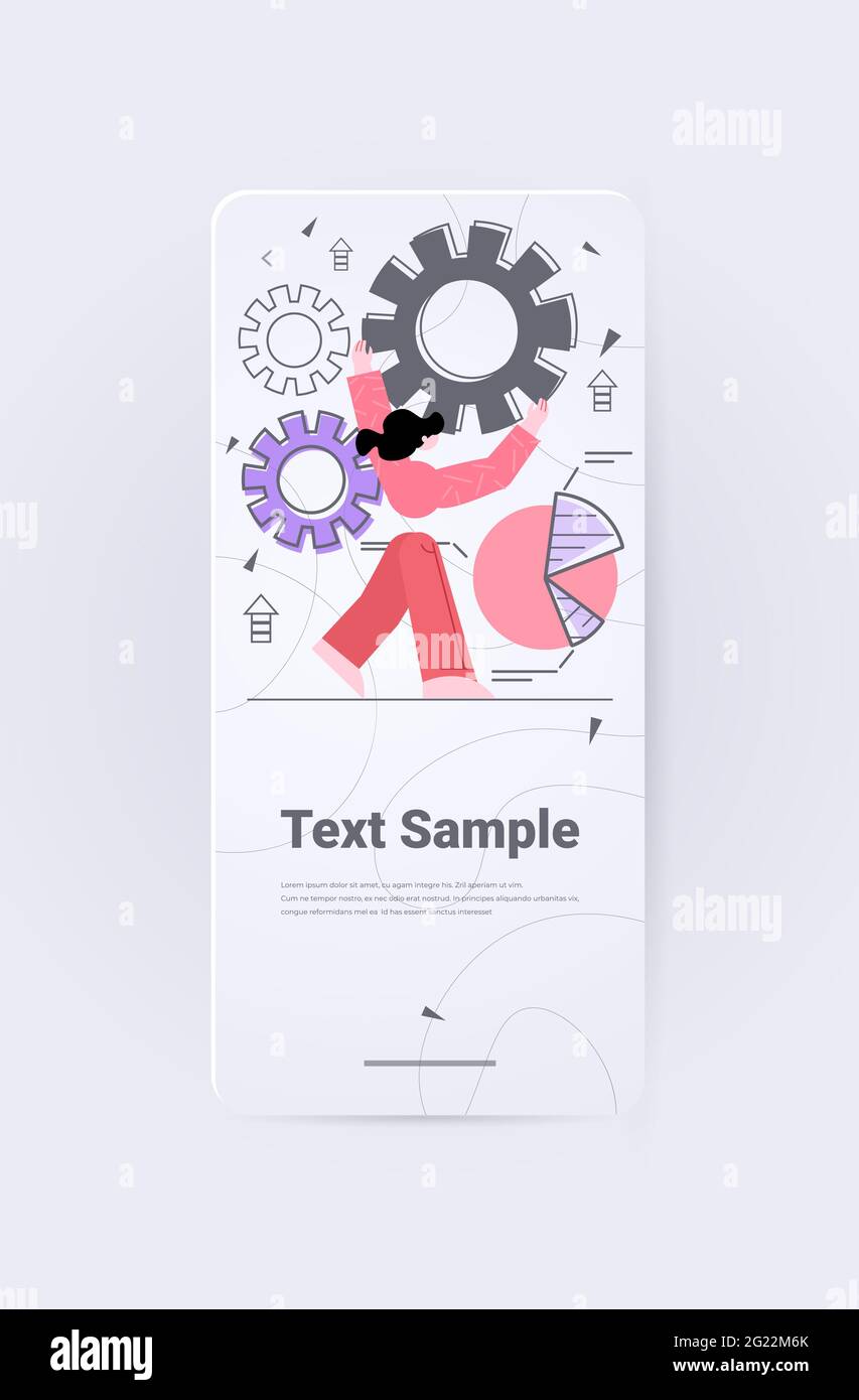 businesswoman rotating cogwheels working process concept business woman ...