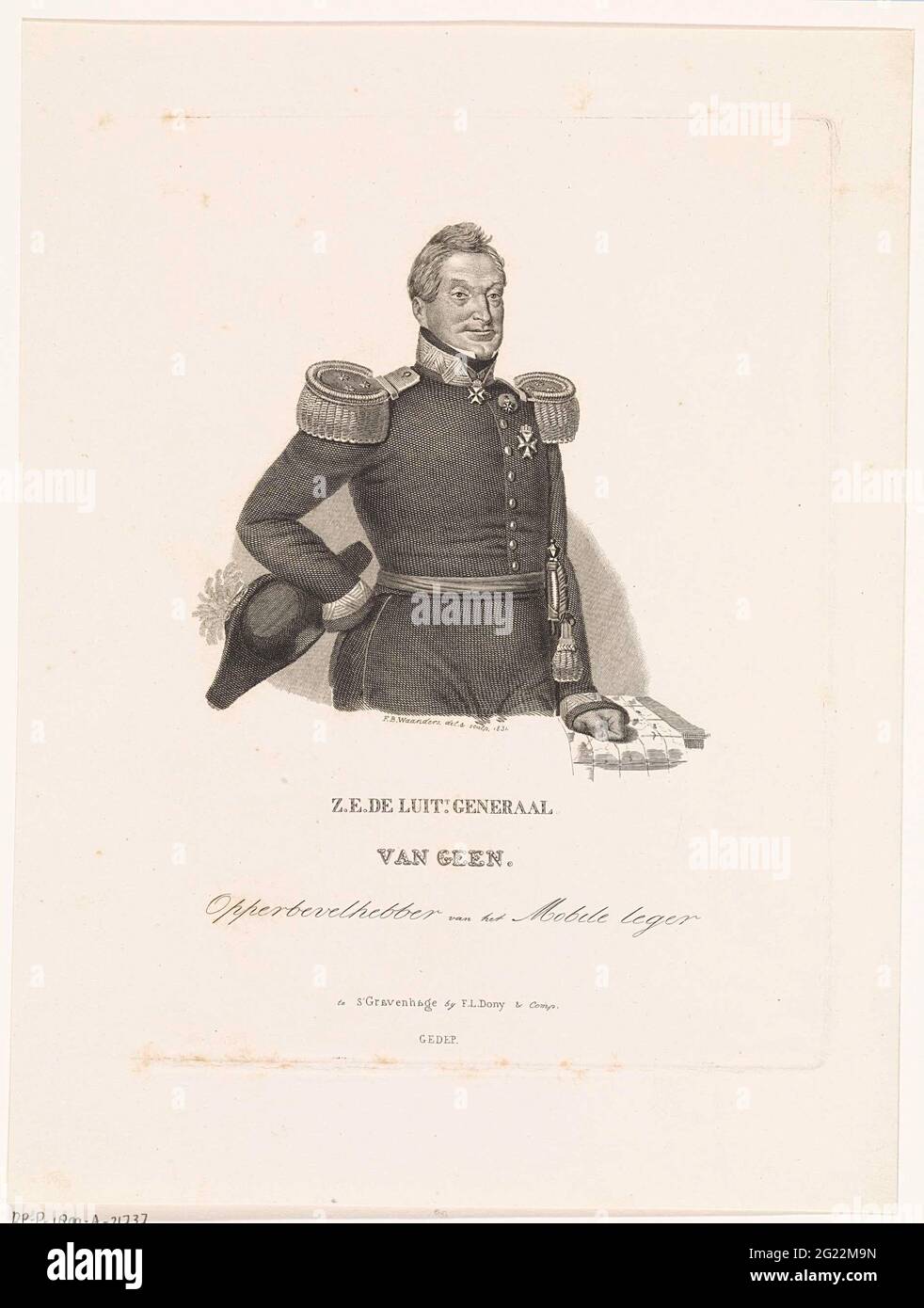 Portrait of General Joseph Jacobus Baron of None. He carries the cross ...