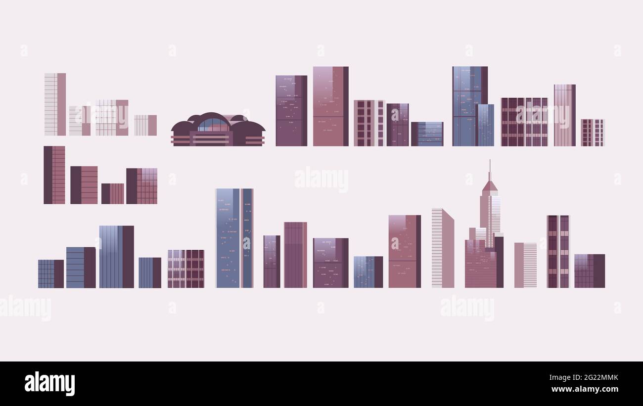 modern architecture city buildings set horizontal isolated Stock Vector ...