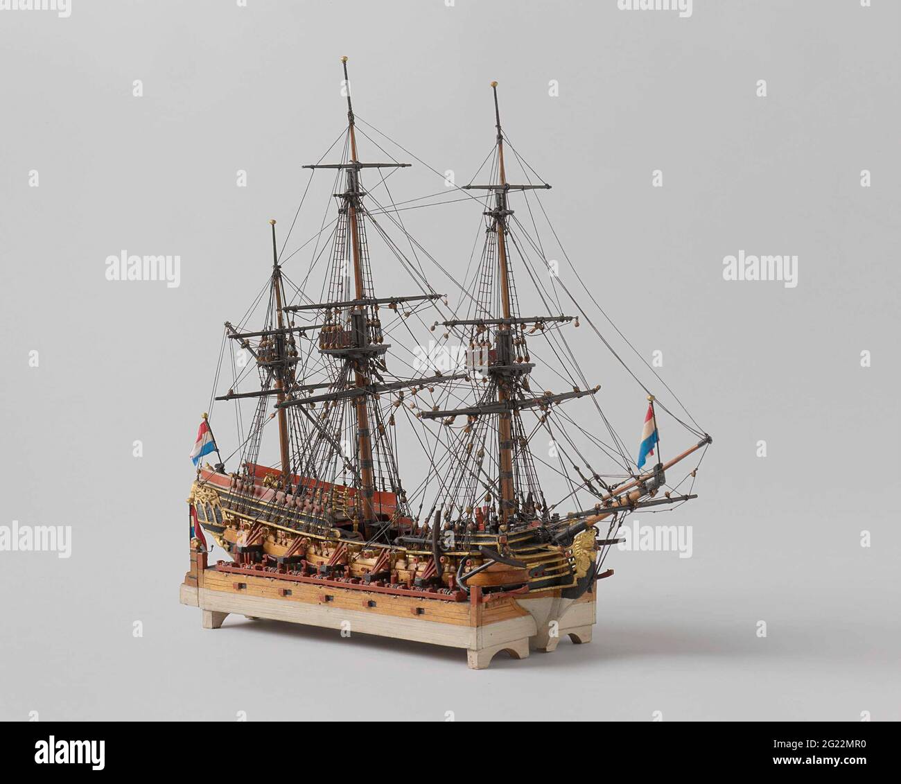 Model or A 24-gun Frigate in Ship Camels. Polychromed and witted model ...