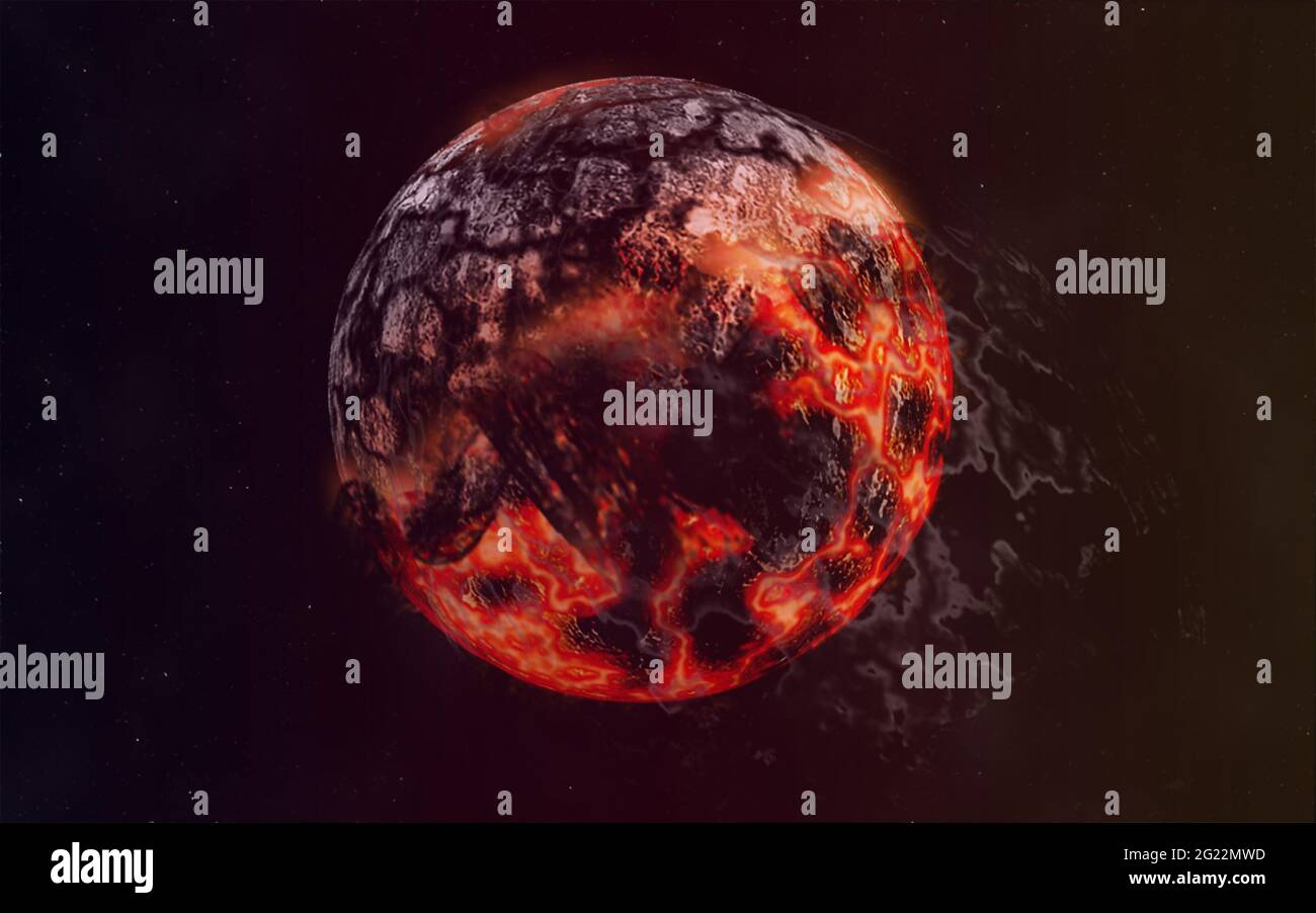 a burning planet, a dead world in a process of melting, for outer space ...