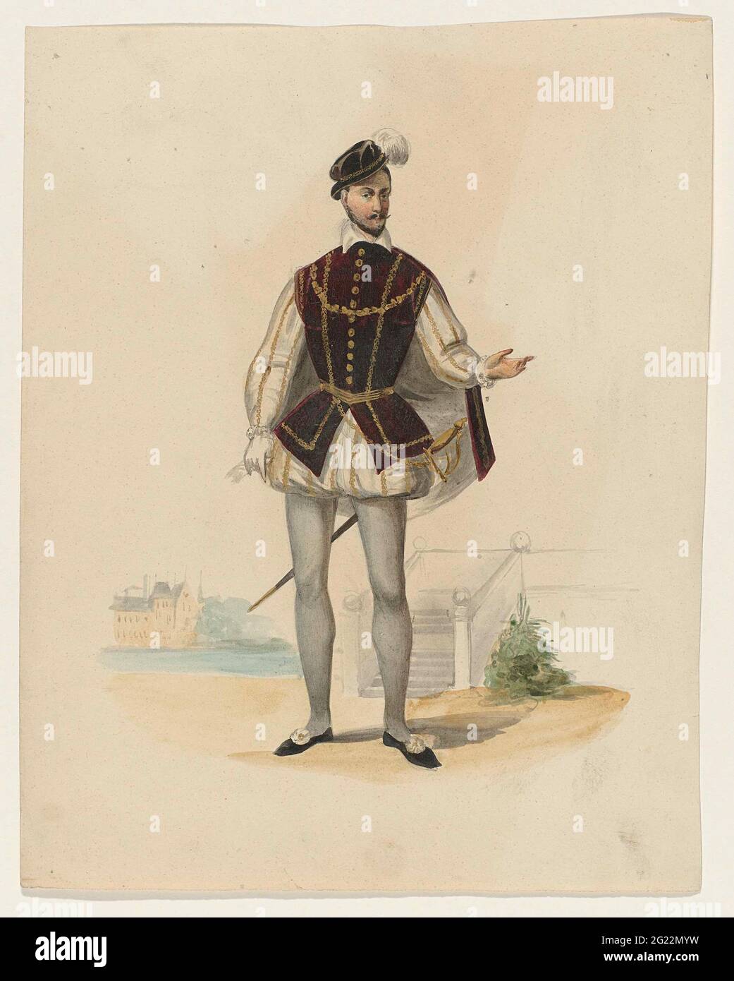 Costume print of a nobleman. Man in historical costume, 16th century ...