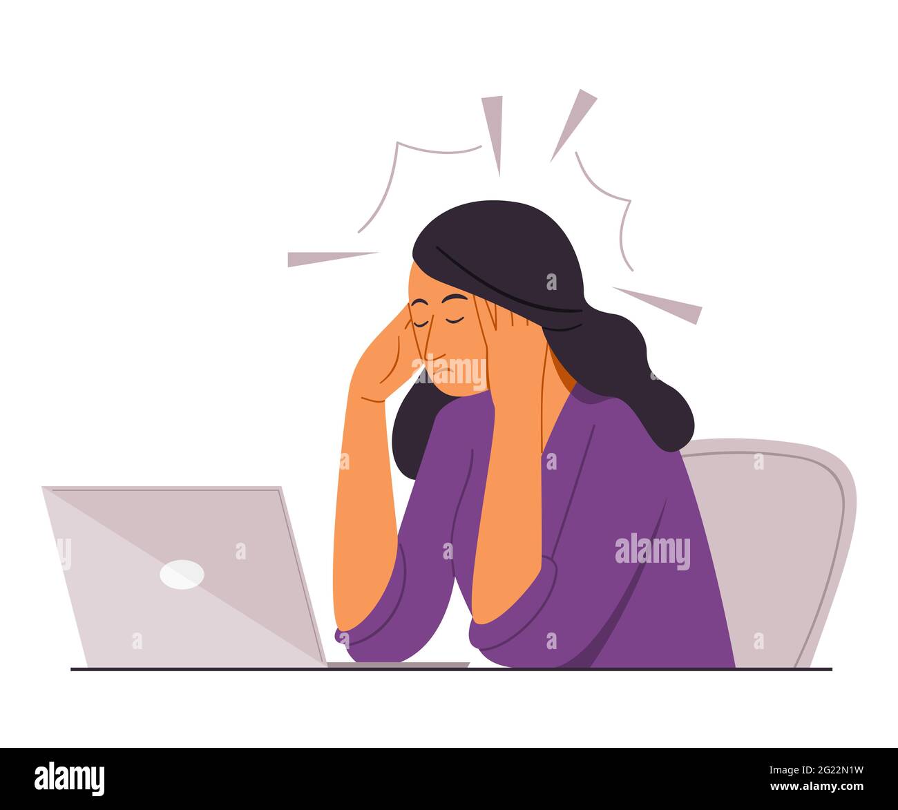 Stress work woman computer Stock Vector Images - Alamy