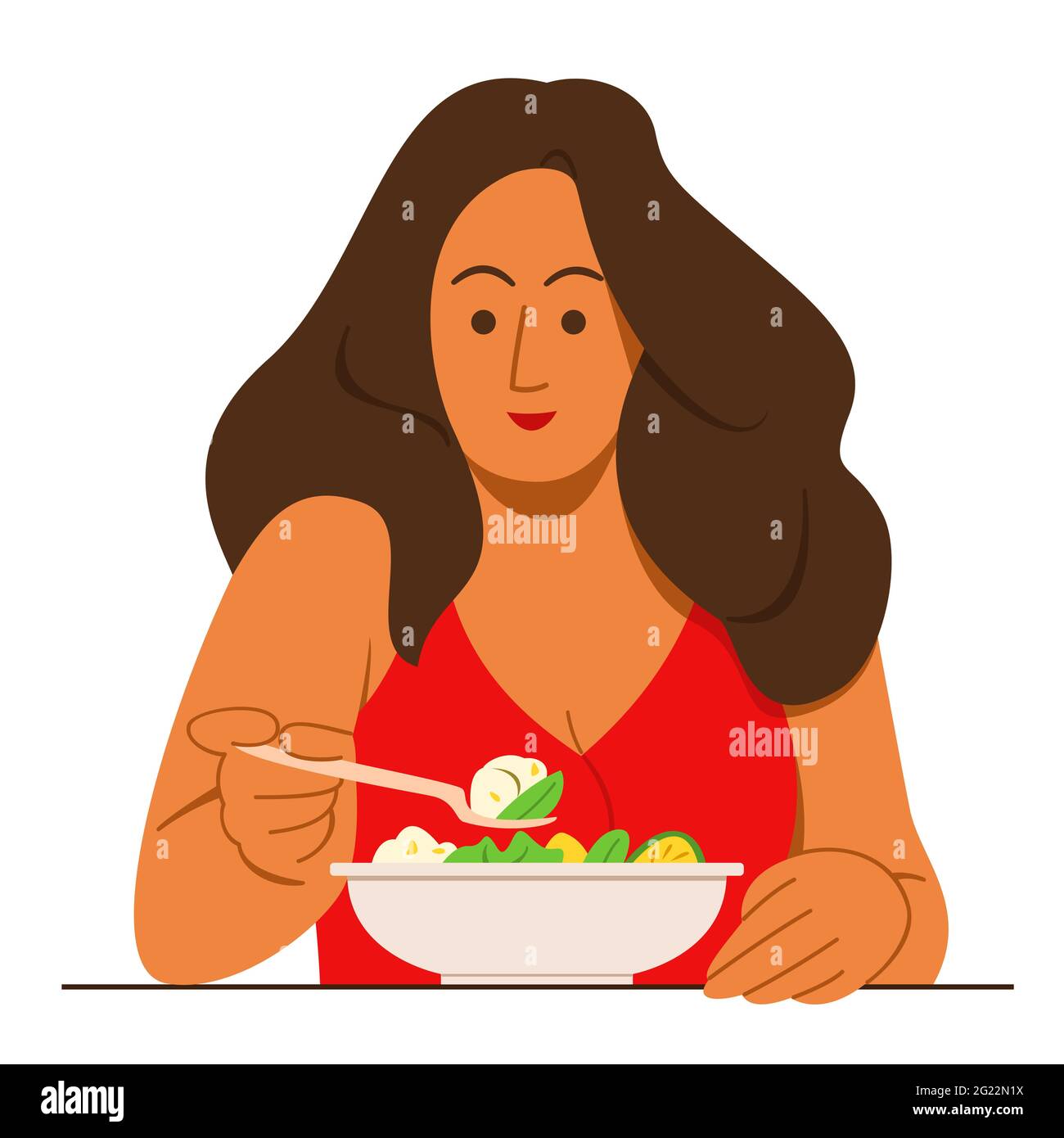 Female eating bowl Stock Vector Images - Alamy