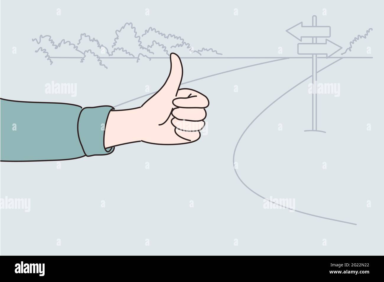 Hitchhiking, hitching, thumbing concept. Human hand showing thumbs up ...