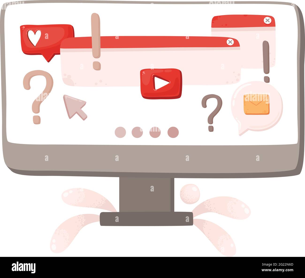 Social network computer monitor icon, cartoon style Stock Vector Image ...