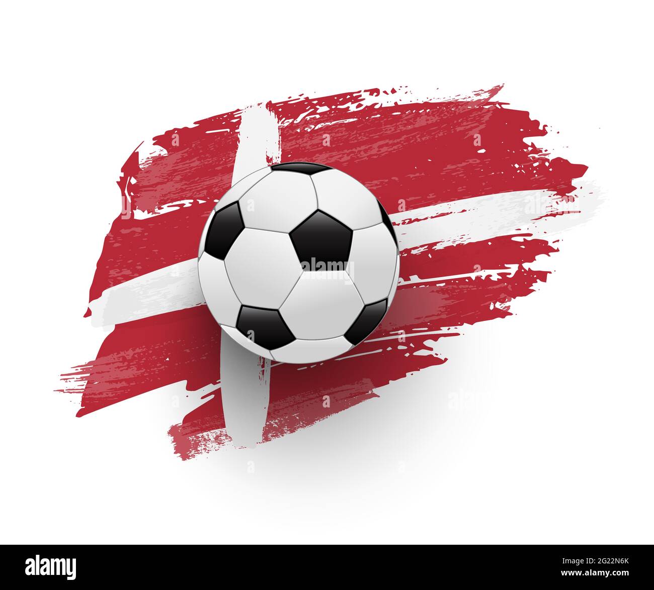 Realistic soccer ball on flag of Denmark made of brush strokes. Vector ...