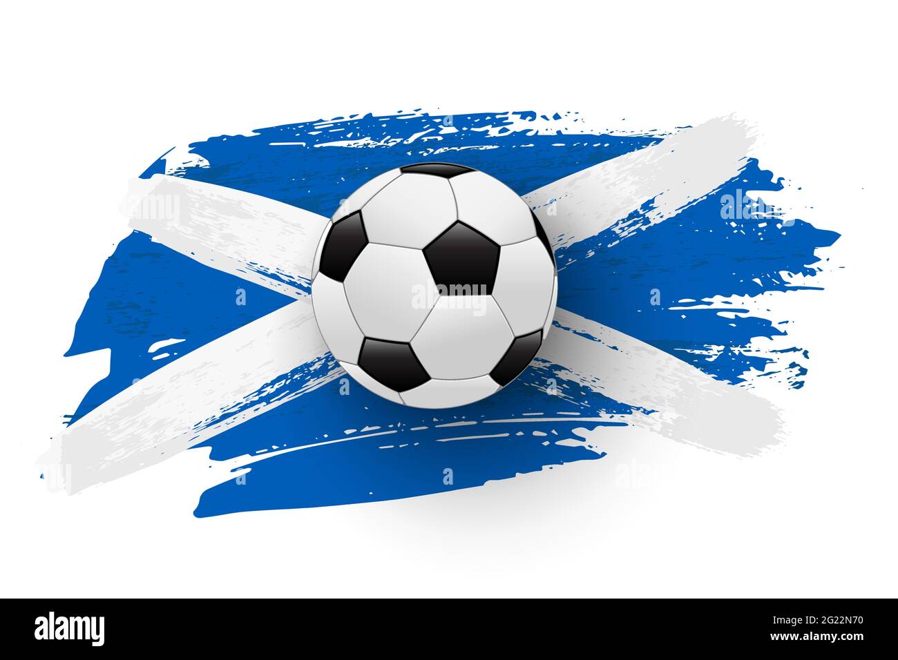 Realistic soccer ball on flag of Scotland made of brush strokes. Vector ...