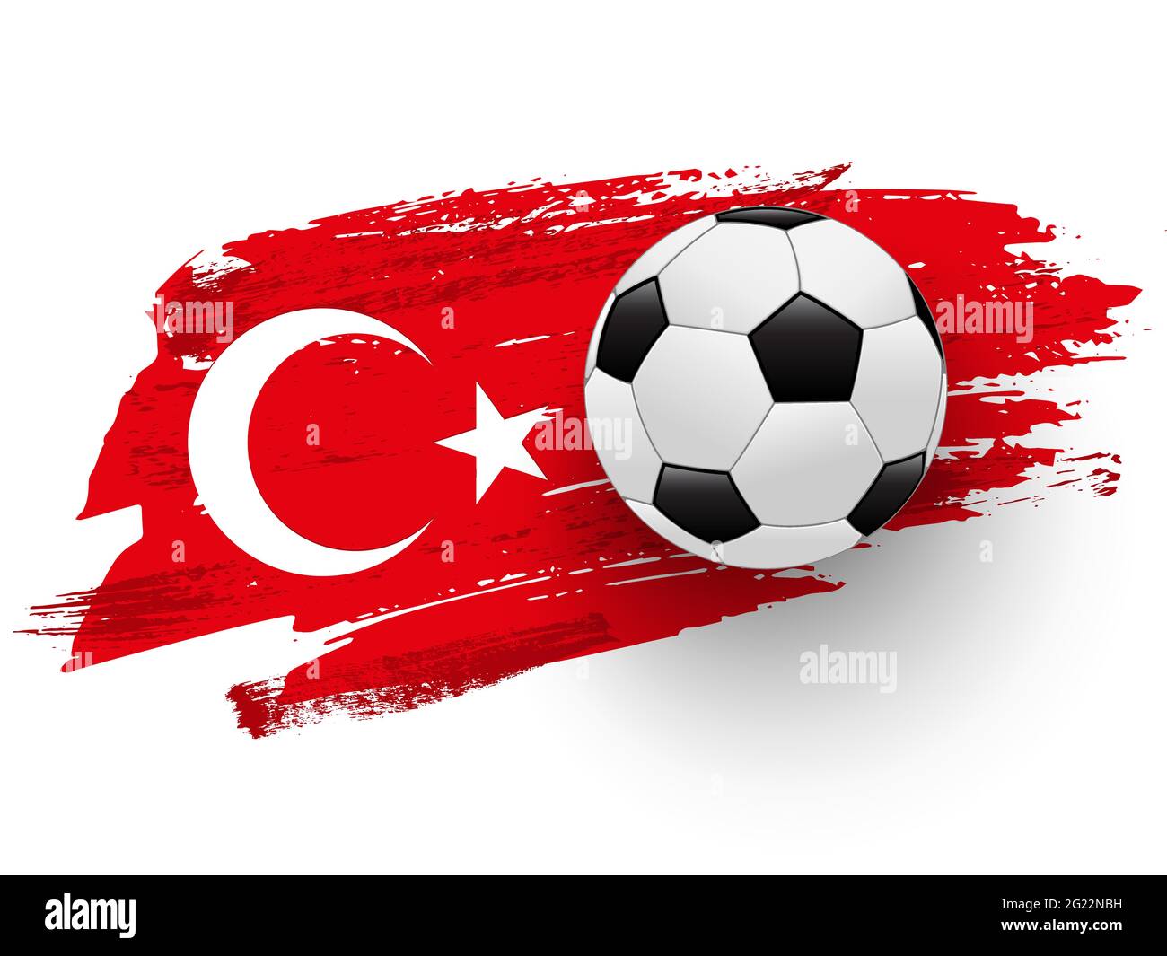 Realistic soccer ball on flag of Turkey made of brush strokes. Vector ...