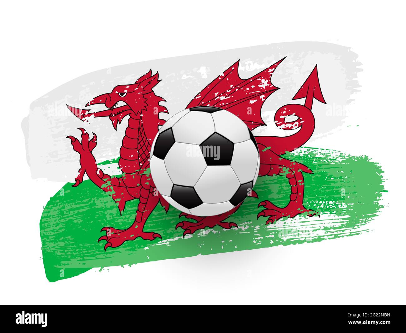 Realistic soccer ball on flag of Wales made of brush strokes. Vector ...