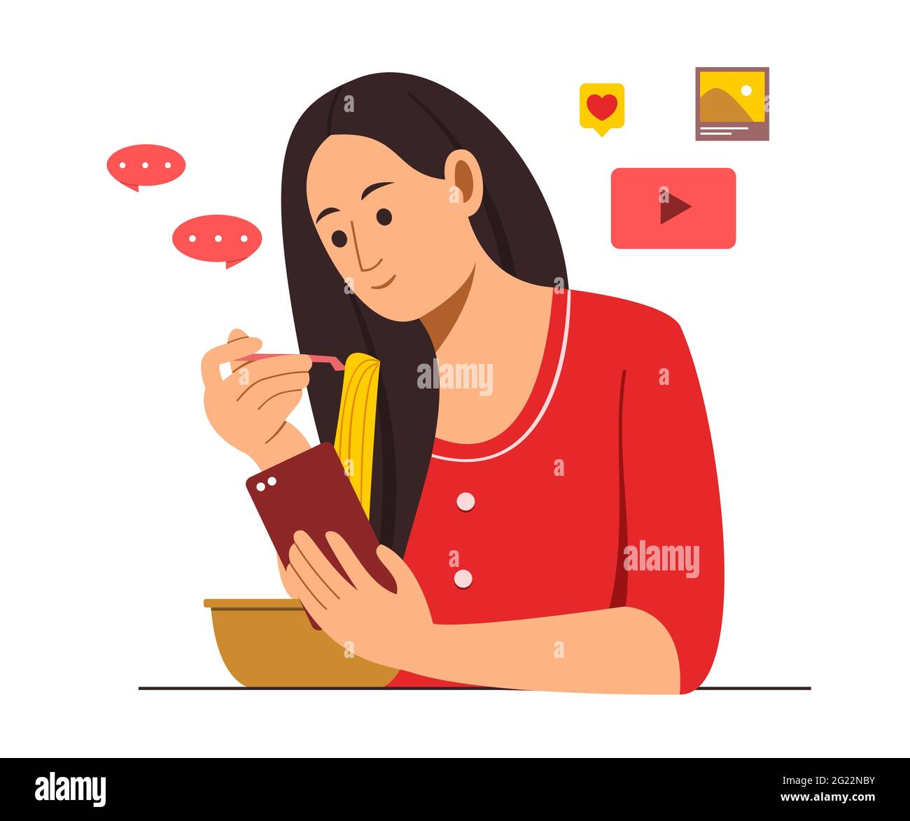 Mobile phone eating Stock Vector Images - Alamy