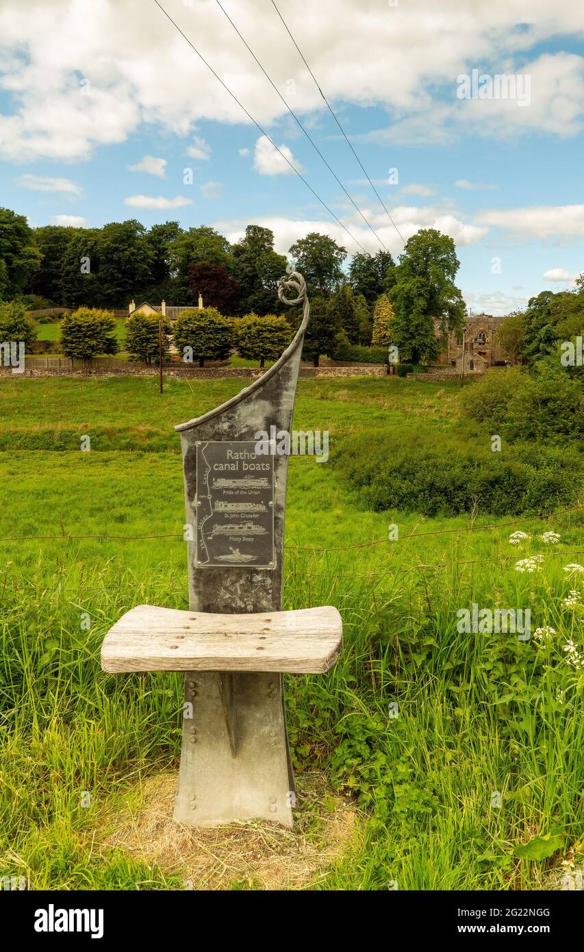 Ratho sign telling the distance in either direction to the nearest town ...