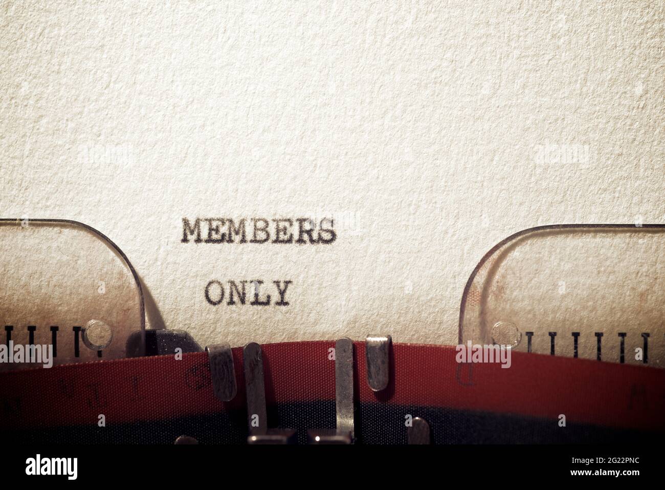 Members only phrase written with a typewriter Stock Photo - Alamy