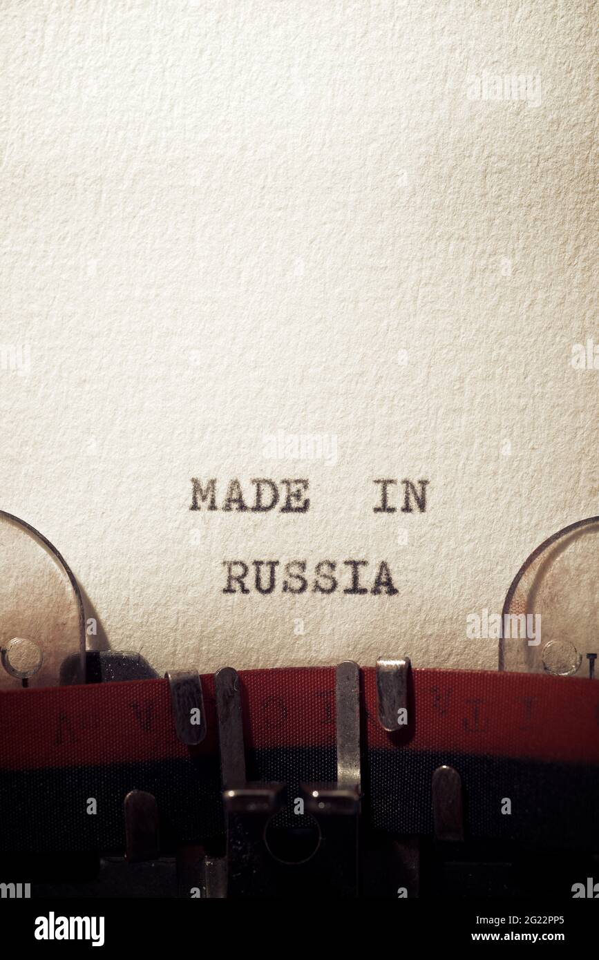 Made in Russia phrase written with a typewriter Stock Photo - Alamy