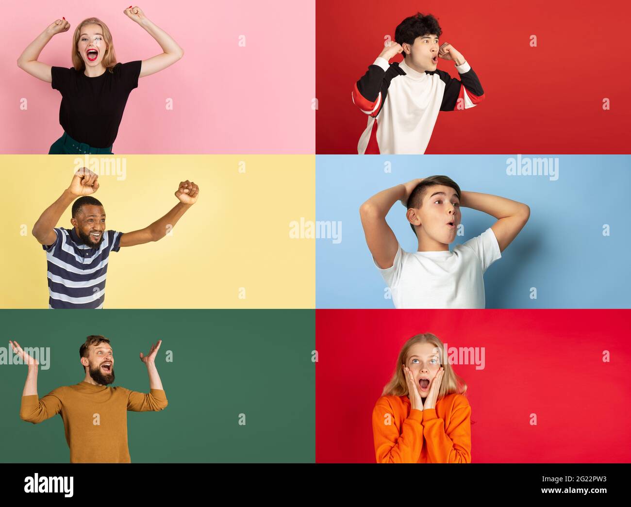 The collage of surprised people Stock Photo - Alamy