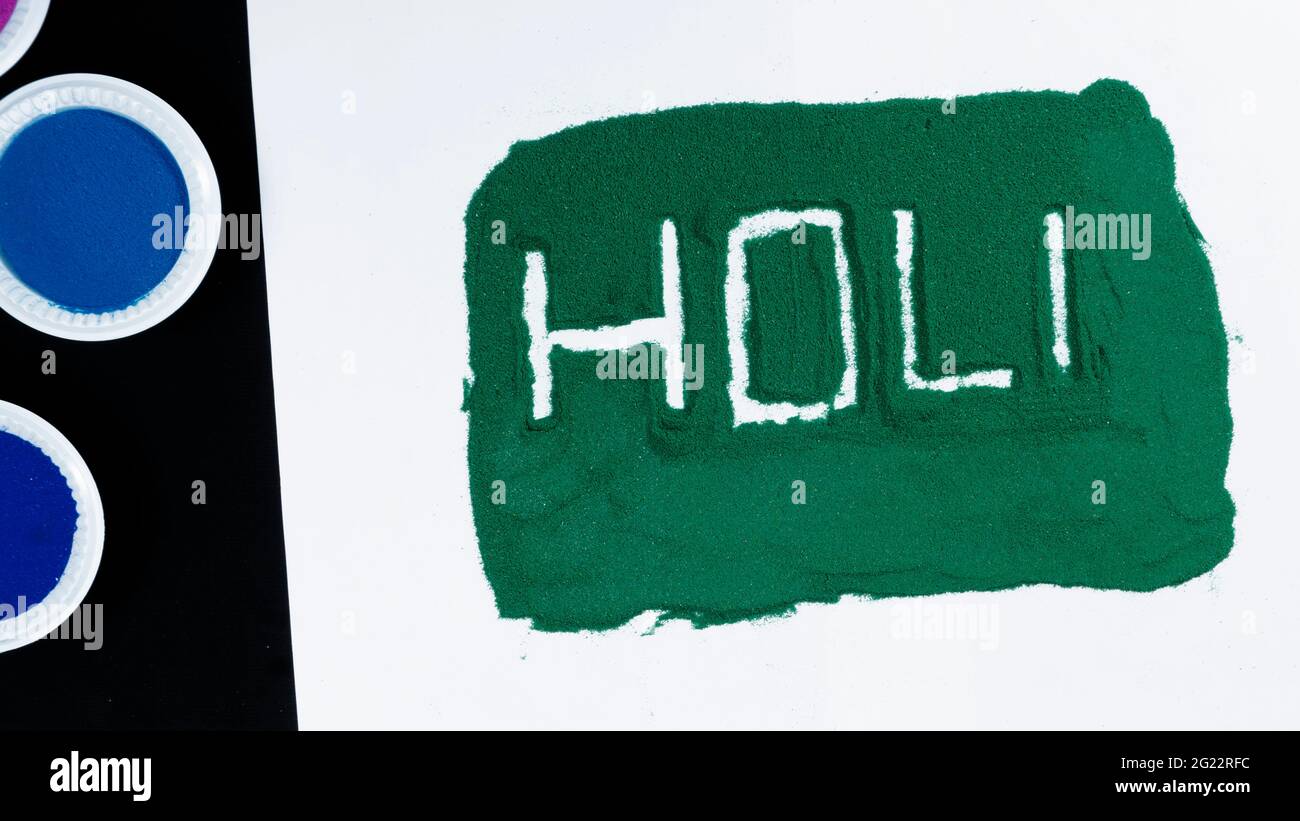 Holi Word in Green Colors isolated in White Background Stock Photo - Alamy