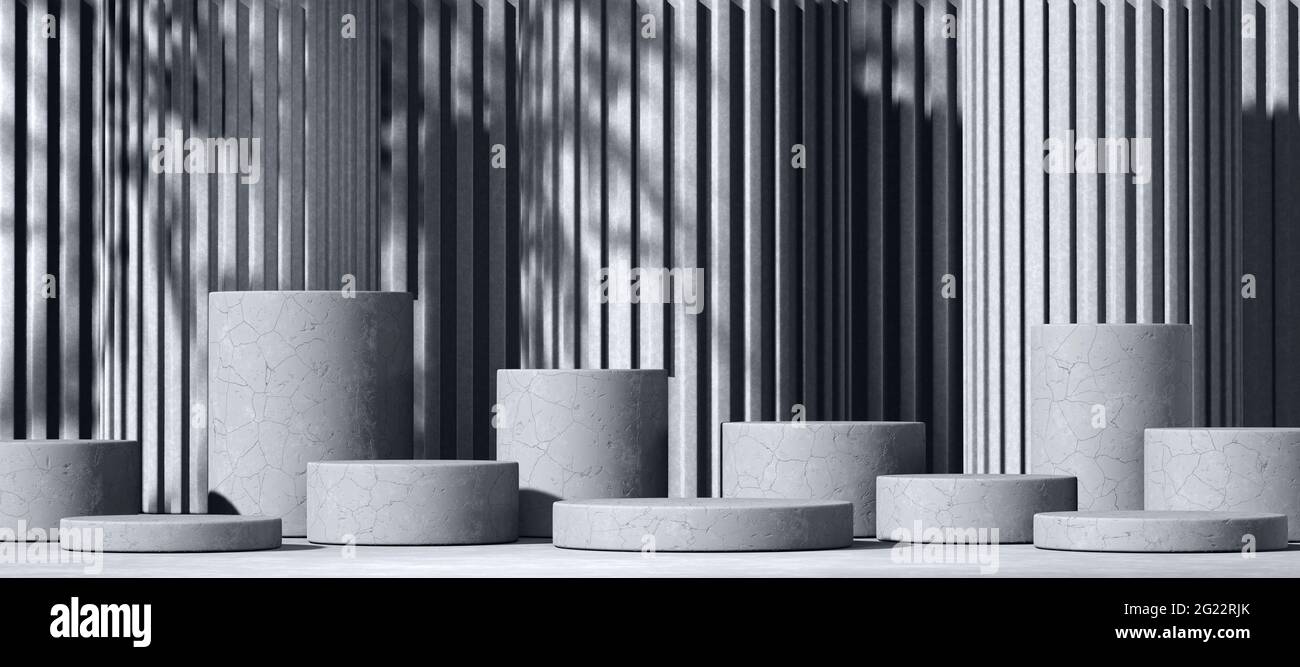 Minimal abstract bw background with 3D concrete podium display with ...