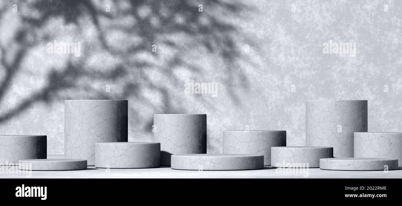 Minimal abstract bw background with 3D concrete podium display with ...