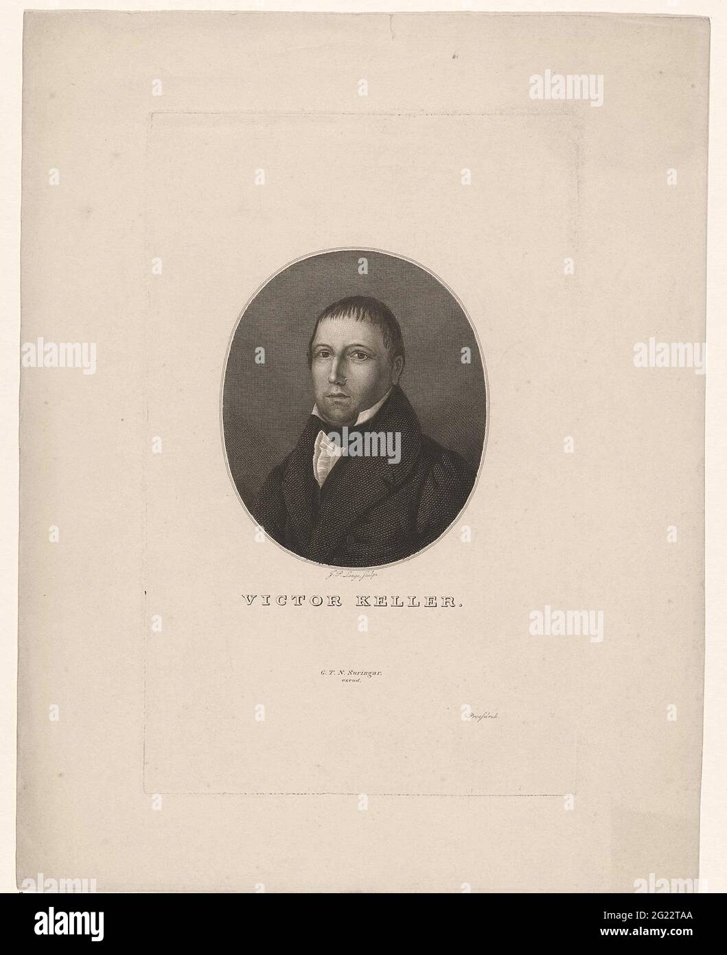 Portrait of Victor Keller; Victor Keller. Portrait bust in oval to the ...