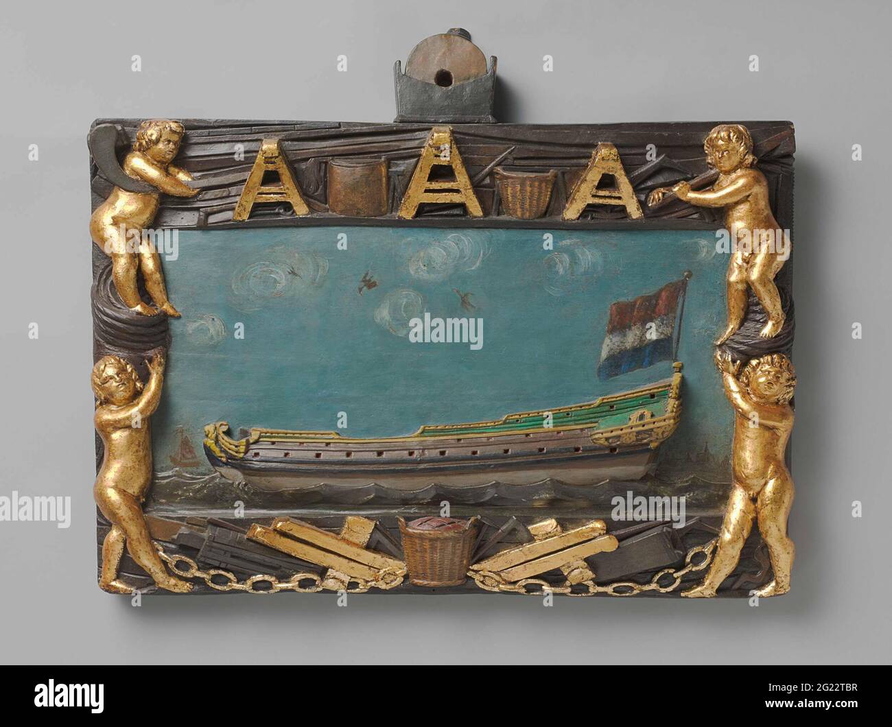 Sign of a Shipyard. Signboard on which an image of a ship's hull. The ...