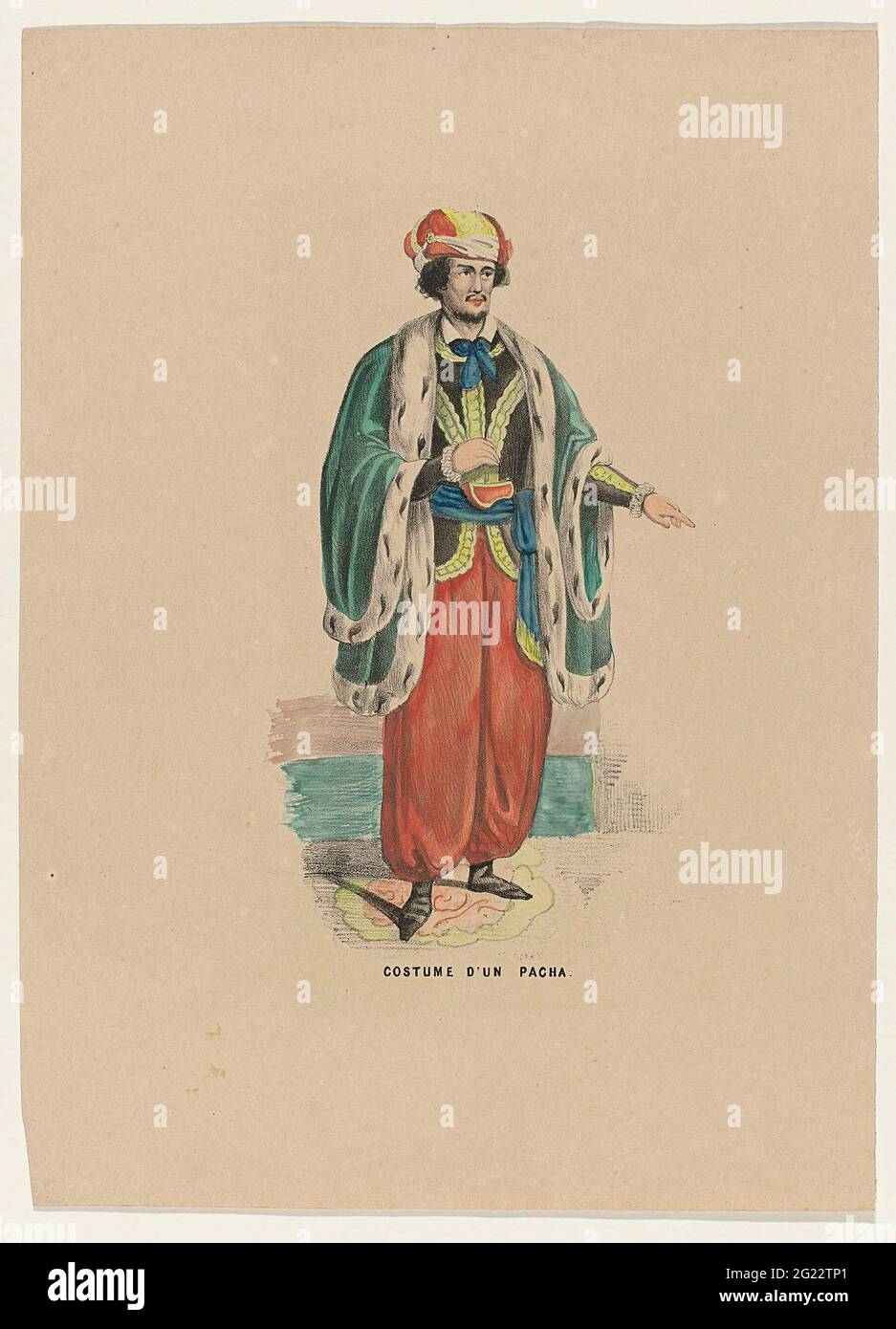 Costume d'un Pacha. Man in dressage as an Ottoman Pasha. Presentation ...