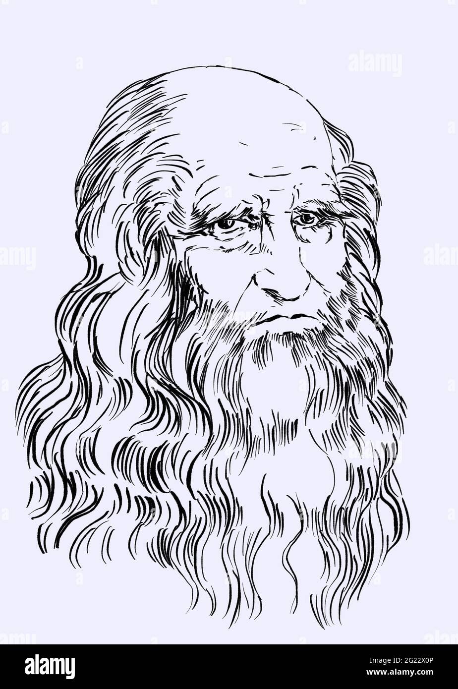 Leonardo Da Vinci portrait Stock Photo - Alamy