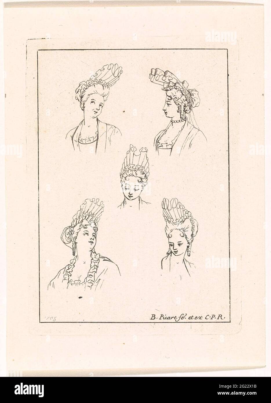 Postures of women's heads and ways to wear the fontang haircut; Study ...