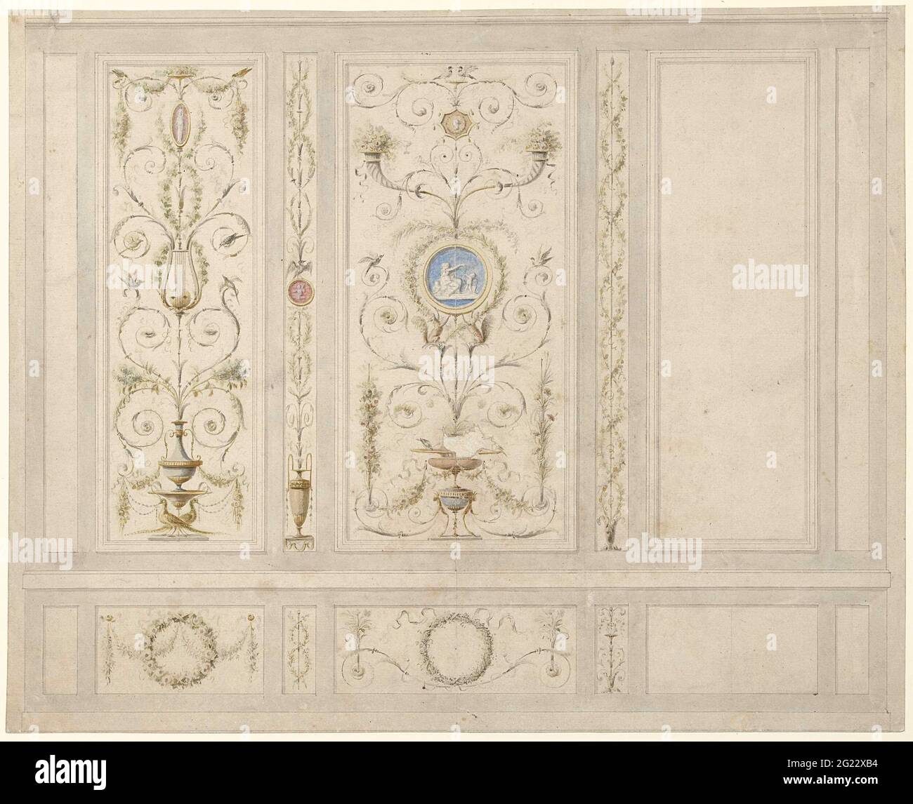 Design for room decorations: two ornamental panels. Design for a ...
