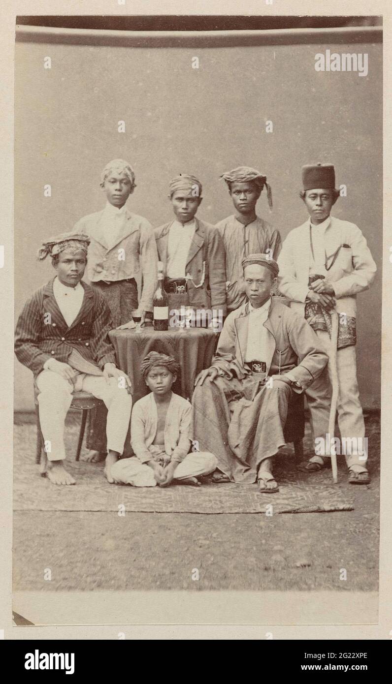 Group of men. Studio portrait of a group of men, probably in Batavia ...