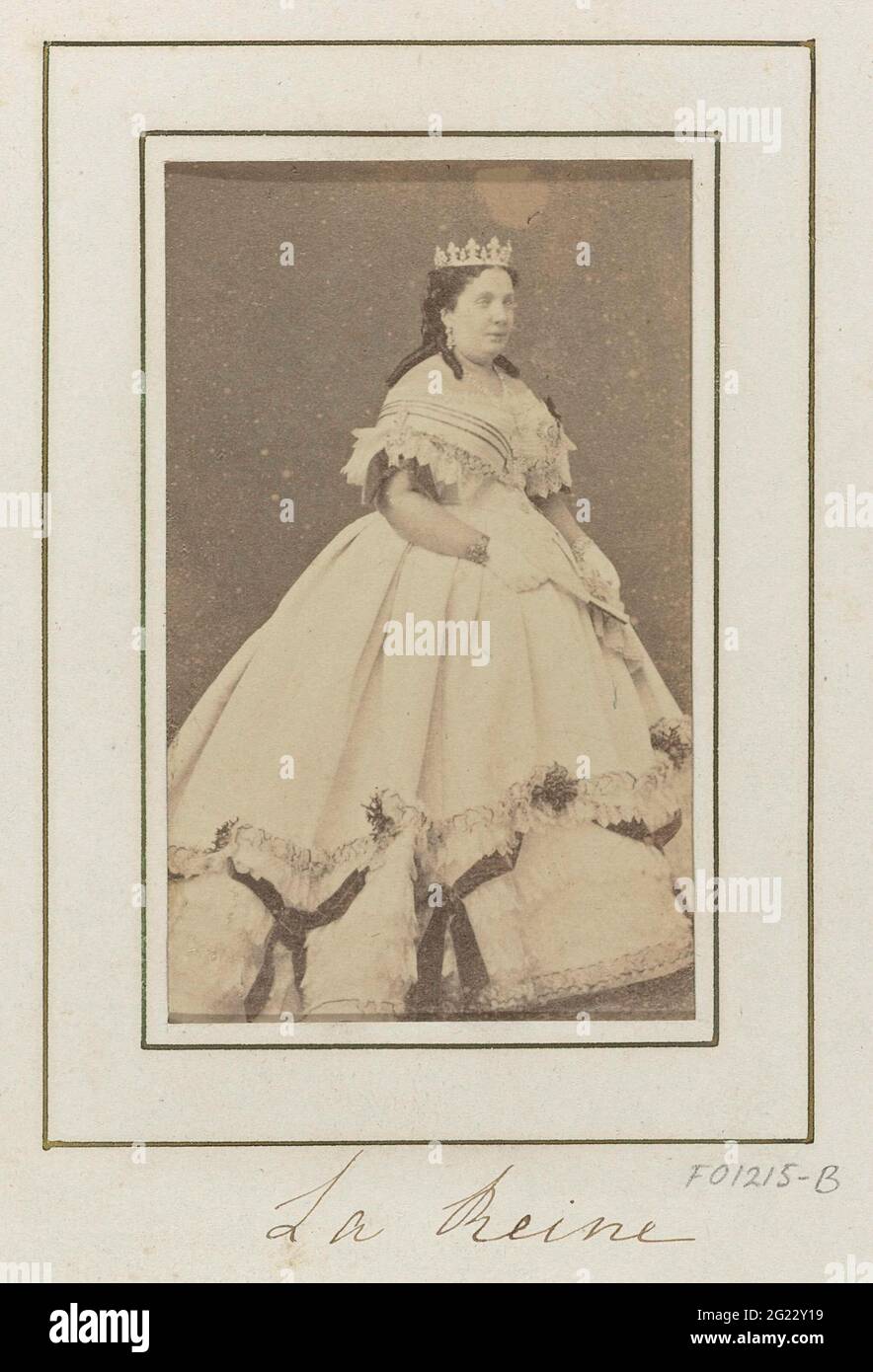 Portrait of Isabella II, Queen of Spain. Part of travel album with ...