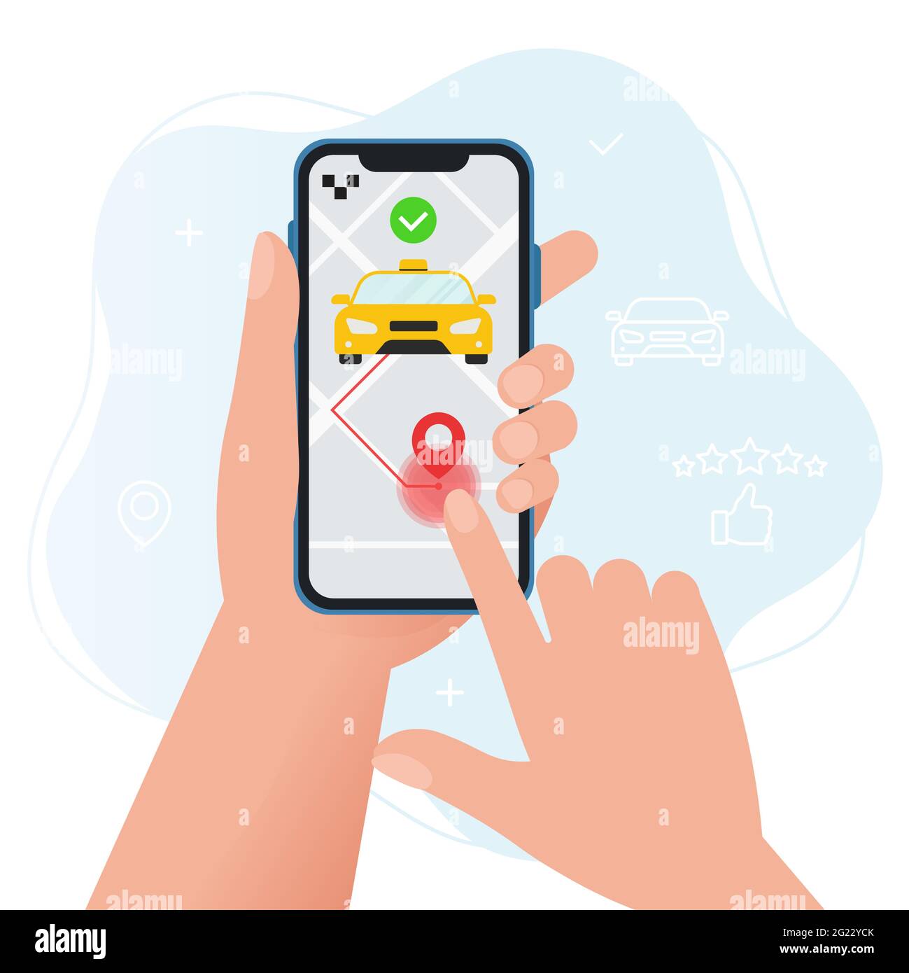 Hand holding smartphone in car Stock Vector Images - Alamy