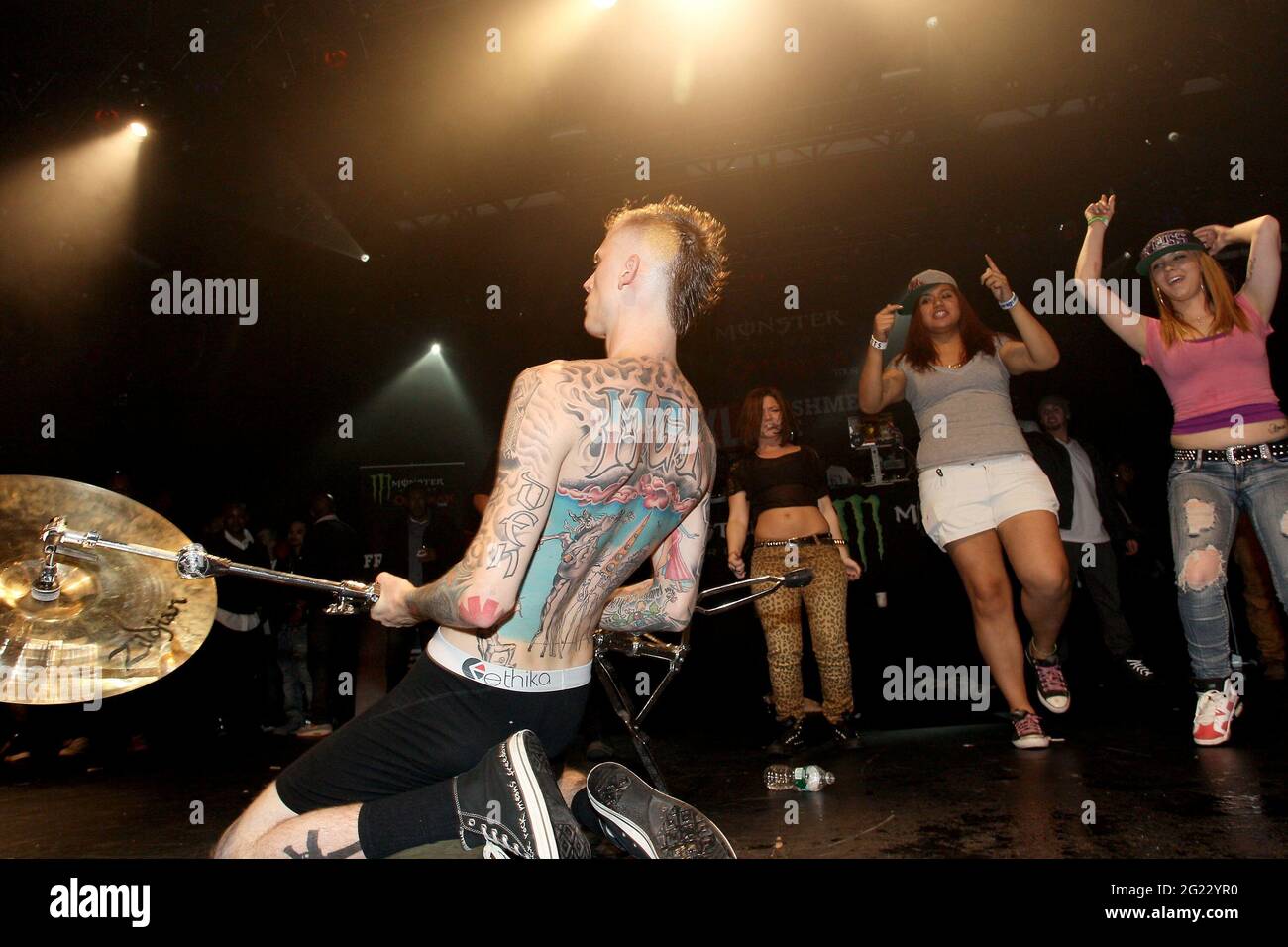New York, NY, USA. 9 April, 2012. Machine Gun Kelly performs at the XXL ...
