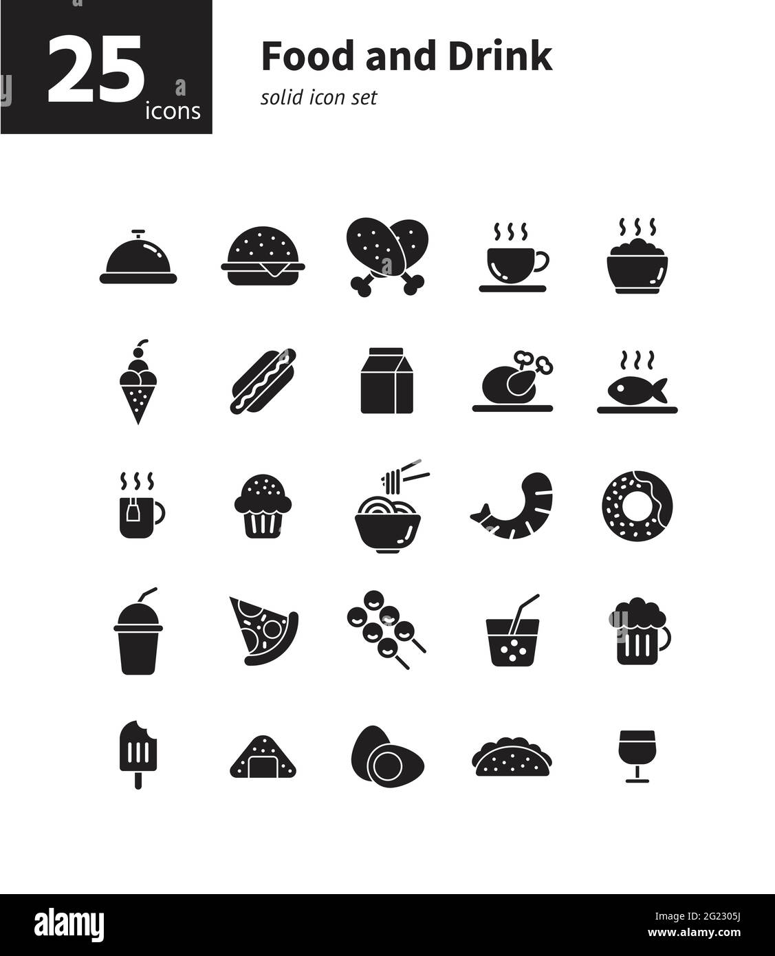 Food and drink solid icon set. Vector and Illustration Stock Vector ...