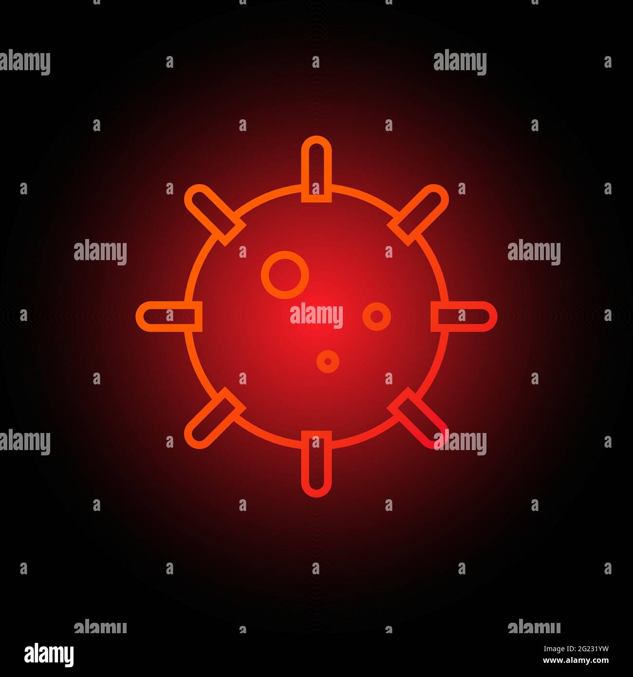 Coronavirus vector red outline symbol. Sign 2019-nCoV on black ...