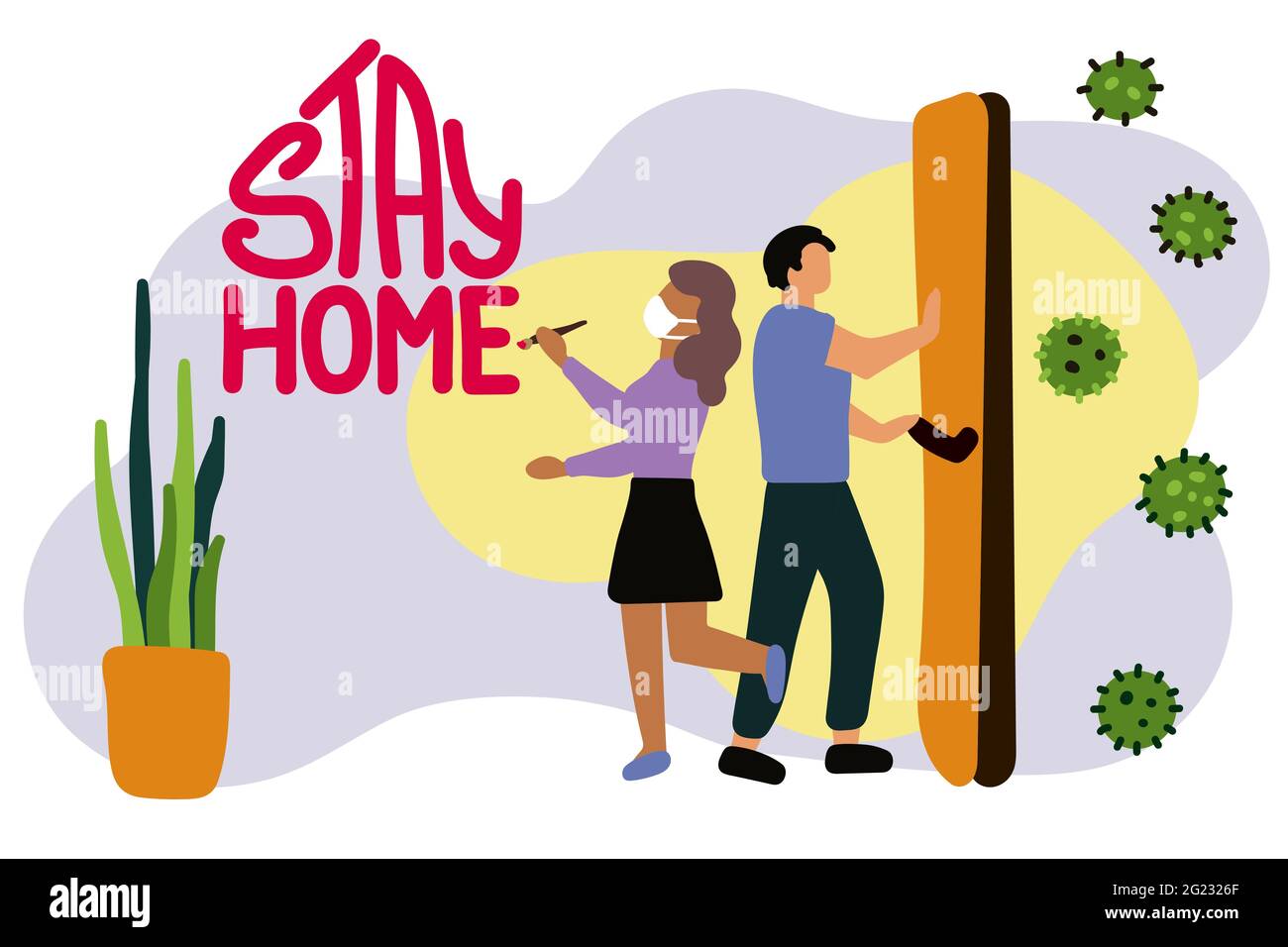 Woman closes door Stock Vector Images - Alamy