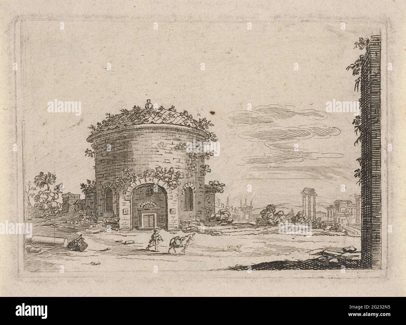 Round temple; Three landscapes. A round ruinous temple for the Romanum ...