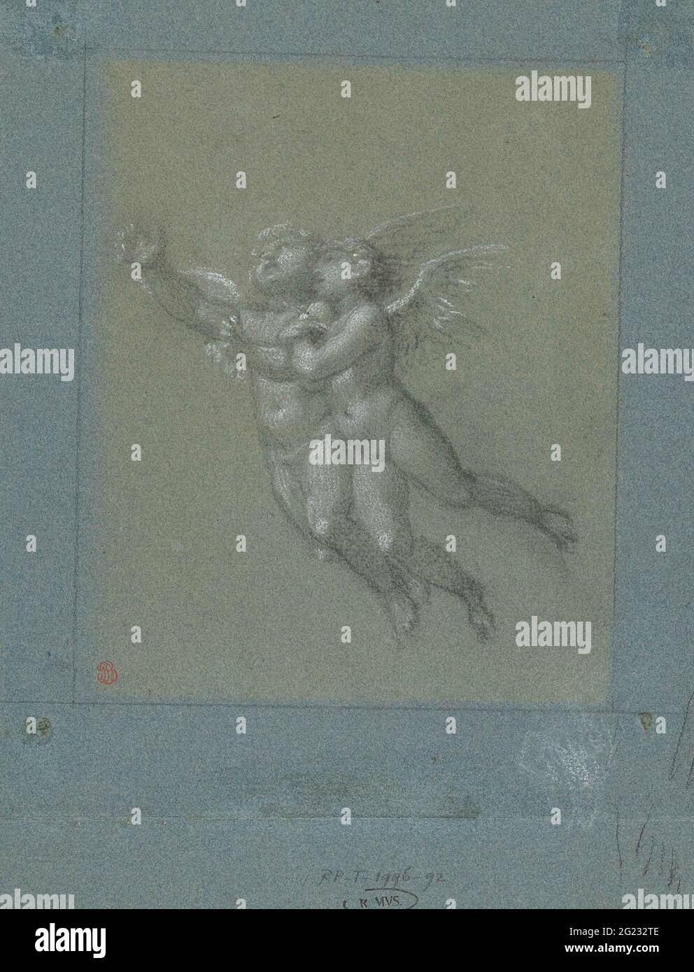 Two flying putti. Design for a ceiling painting Stock Photo - Alamy