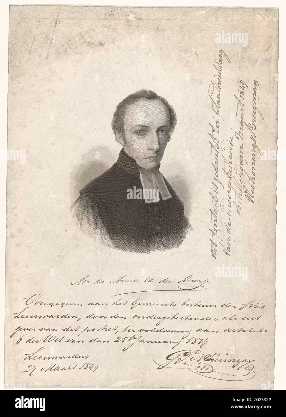 Portrait of Abraham des Amorie van der Hoeven; ADR. Des Amorie van der Hoeven. Portrait bust to ...