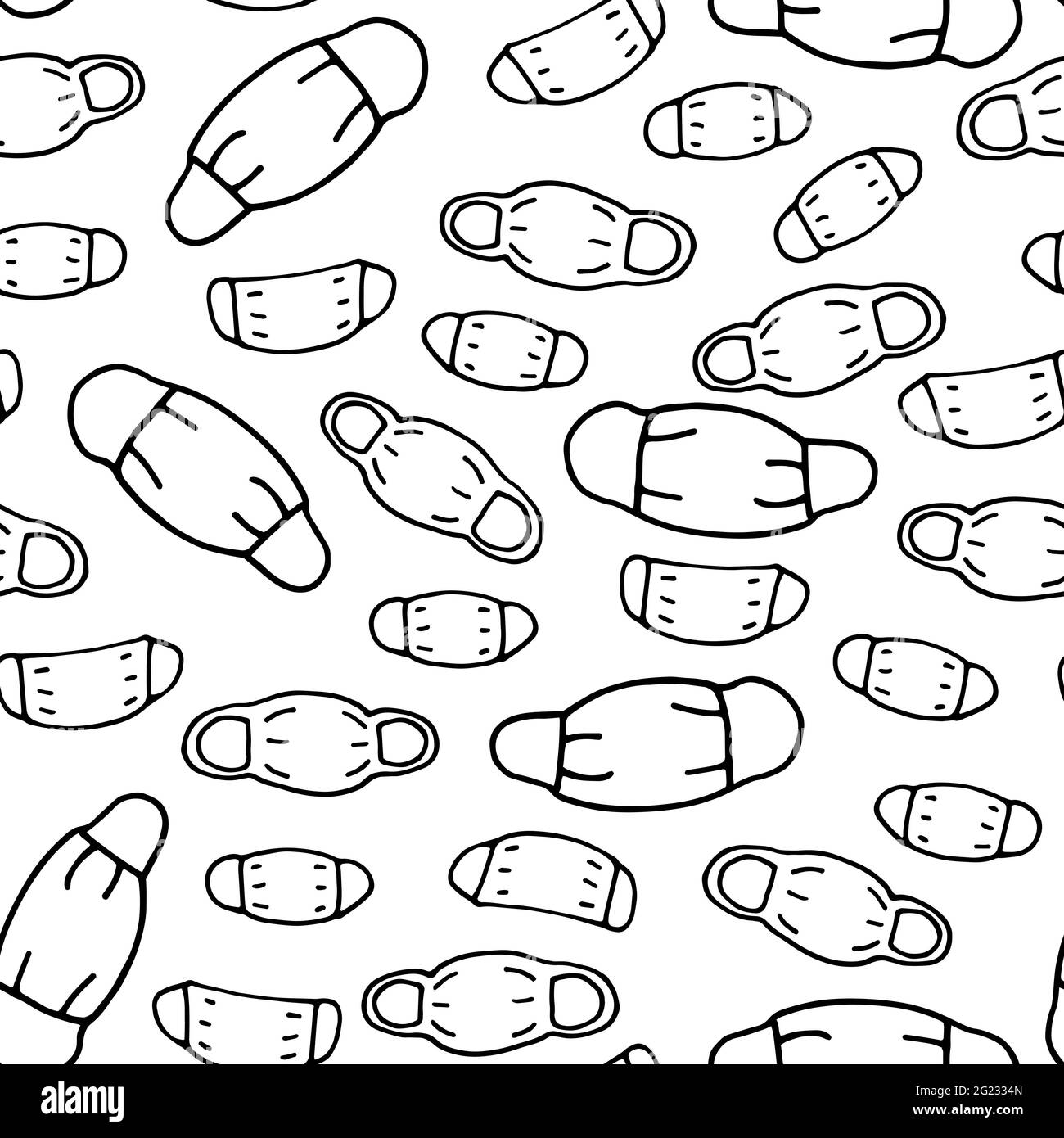 Seamless pattern. Doodle protective medical mask isolated on white ...