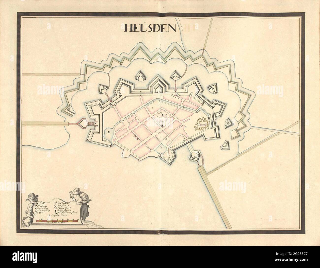 Map of Heusden, ca. 1701-1715; Heusden. Map of the reinforcements ...