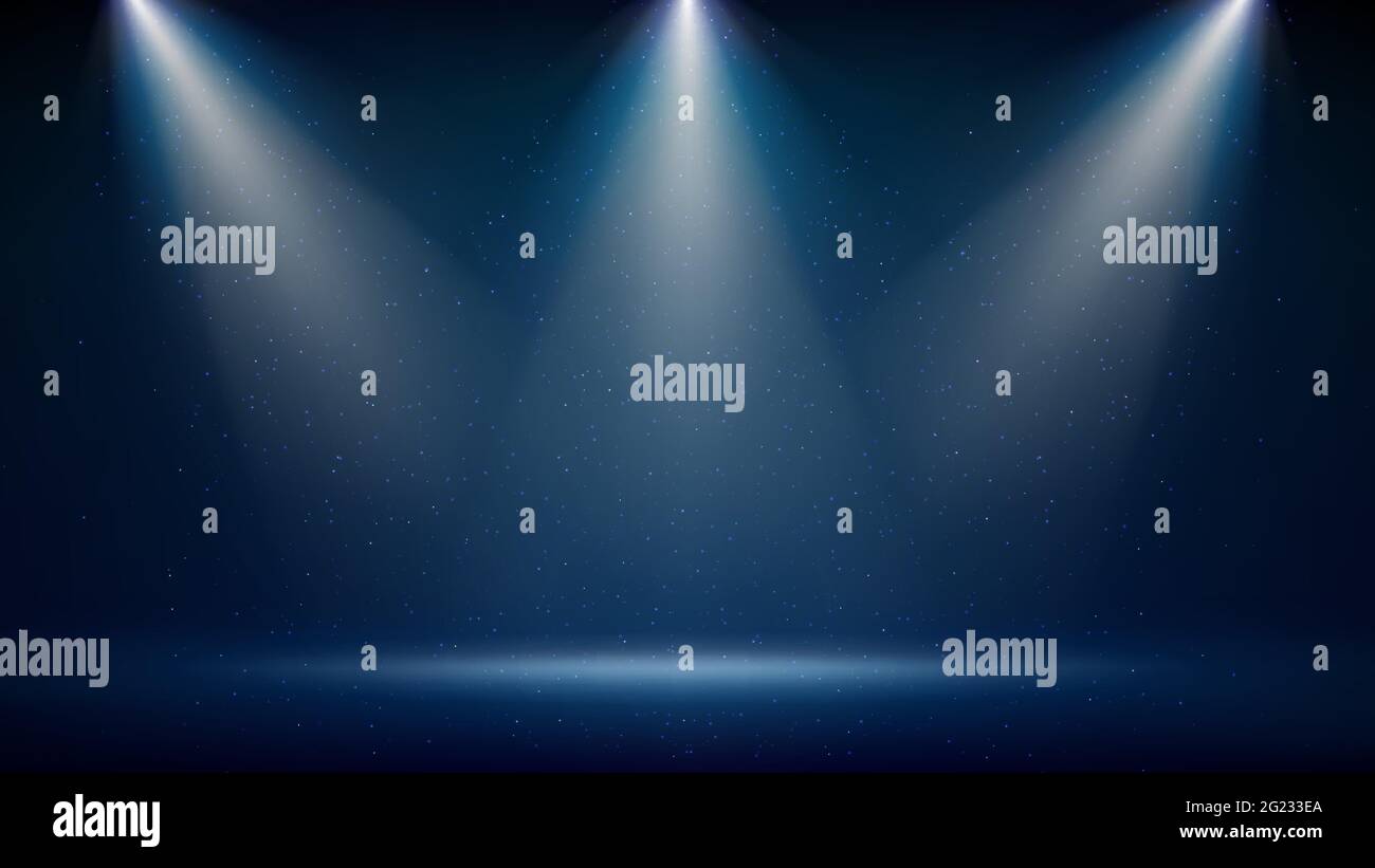 Spotlight backdrop. Illuminated blue stage. Background for displaying ...