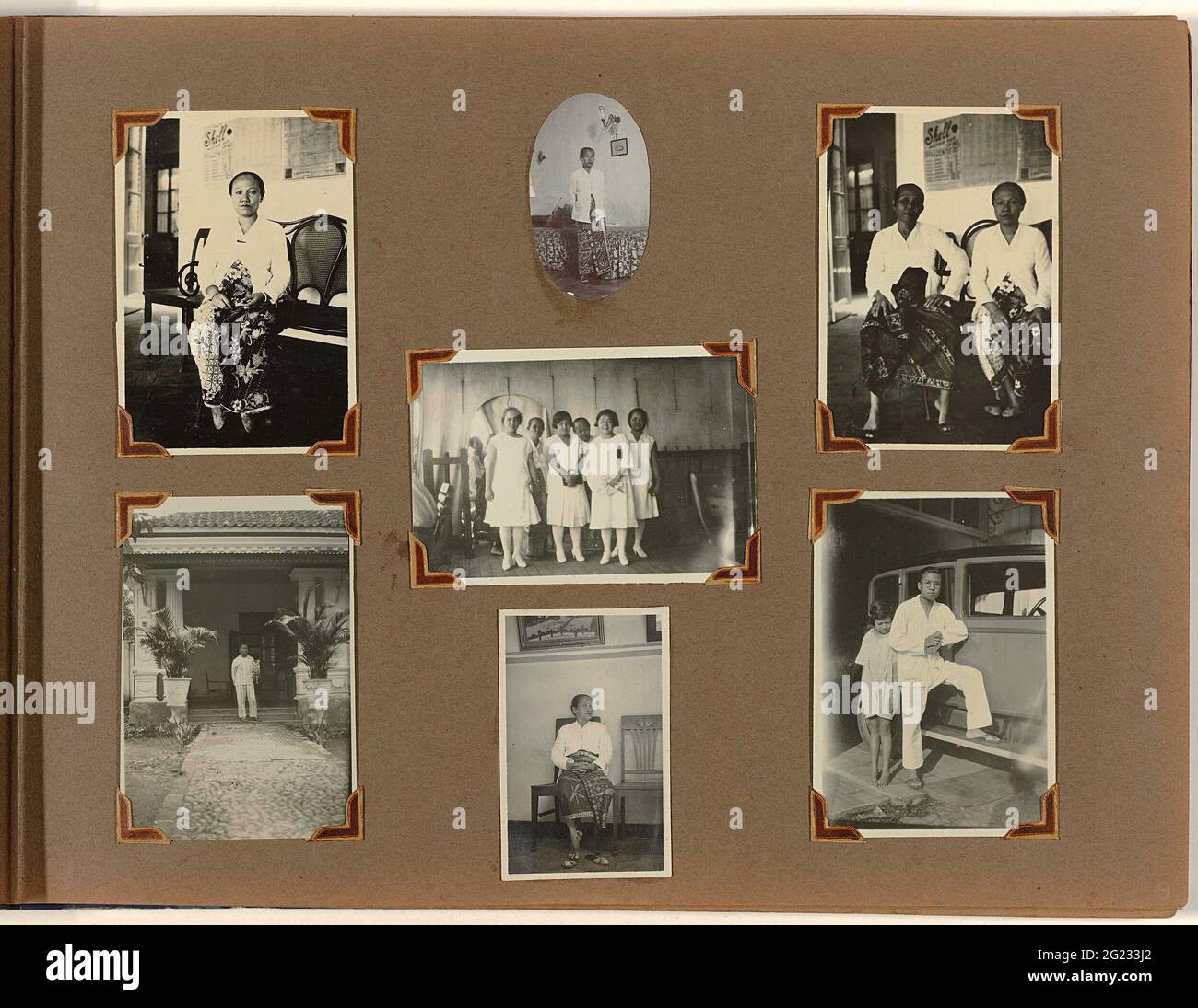Family. Album leaf with nine photos of different members of the album's ...